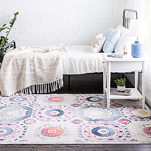 Rugs.com Budapest Collection Area Rug – 8' x 10' Multi Low-Pile Rug Perfect for Living Rooms, Large Dining Rooms, Open Floorplans