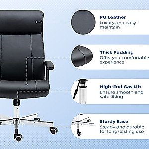 Vinsetto Executive Office Chair, PU Leather Computer Chair with 360 Degree Swivel Wheels, Adjustable Height, Tilt Function, Black