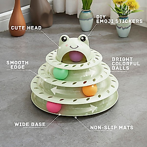 Gefryco Cat Toys 4-Tier Roller Track, Turntable Cat Tower Toy with Colorful Chase Balls, Multi-Level Interactive Cat Toys for Bored Indoor Adult Cats, Fun Puzzle Kitten Exercise Toys Self Play(Green)
