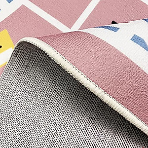 Abeigoi Hopscotch Car Rug 4x6Ft Kids Play Rug Mat Pink Bedroom Playroom Carpet for Girls Boys Nonslip Classroom Rug Children Numbers Educational Throw Area Rugs for Girls Room Decor