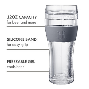 Frozen Beer Glasses - Unbreakable Acrylic Freezable Mugs Pint Freeze Chiller, Birthday Gifts for Him, Men, Dad, Guys, Anniversary, 2 Set, Cooling Cups 12oz Tritan Plastic, Double Wall Insulated Gift