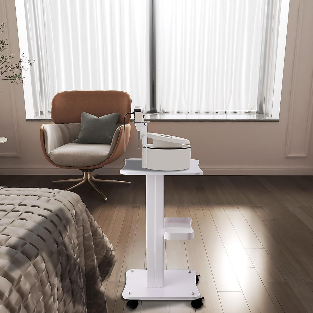 Cozyel Beauty Rolling Trolley Cart Equipment Mobile Salon Spa Service Instrument Hairdressing Storage Tray Iron Frame White