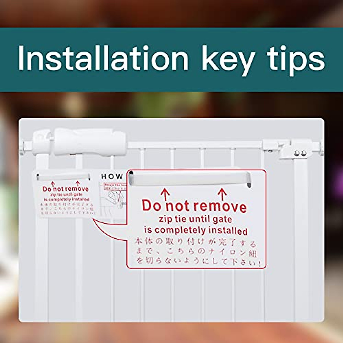 COSEND Extra Wide Baby Gate Tension Indoor Safety Gates White Metal Large Pressure Mounted Pet Gate Walk Through Long Safety Dog Gate for The House Doorways Stairs (33.86"-38.58"/86-98CM, White)