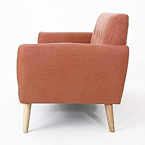 Christopher Knight Home Josephine Mid-Century Modern Petite Fabric Sofa, Burnt Orange / Natural