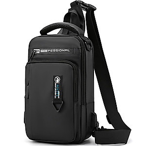 Peicees Sling Bag for Men Women Waterproof Mens Sling Backpack Purse Crossbody Bag with USB Charging Port for Travel Hiking