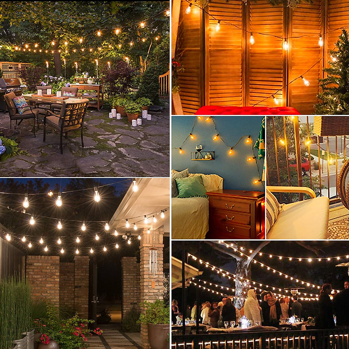 G40 Outdoor String Lights 50FT LED Backyard Lights, Globe Shatterproof String Light, Commercial Hanging Lights for Garden Terrace Decoration Wedding Cafe pergola, Brown Wire