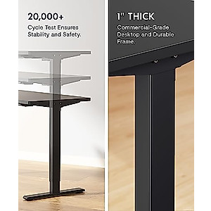 FLEXISPOT Standing Desk 48 x 30 Inches Height Adjustable Electric Sit Stand Home Office Desks Whole Piece Desk Board (Black Frame + Black top,2 Packages)