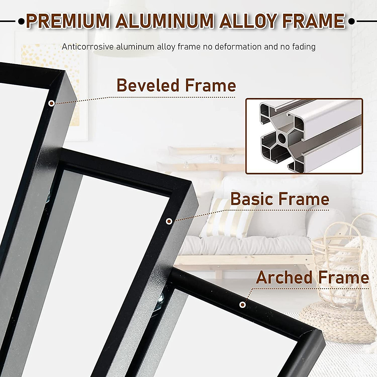 Yone jx je 65" x 24" Full Length Mirror Hanging Standing or Leaning, Bedroom Mirror Floor Mirror Wall-Mounted Mirror with Alloy Frame, Black