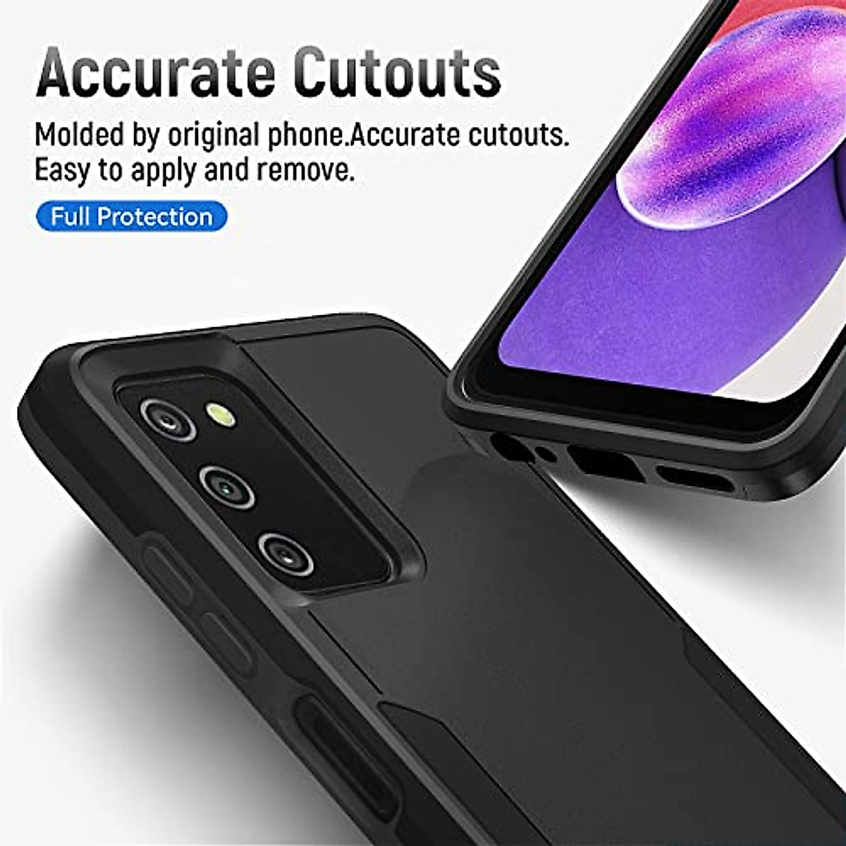 Warsia for Samsung Galaxy A03S Case, Galaxy A03S Case with Screen Protector [Military Grade Drop Tested] Heavy-Duty Tough Rugged Shockproof Protective Case for Samsung A03S, Black
