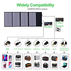 X-DRAGON 140W Foldable Polycrystalline Solar Panel Portable Charger with Parallel Port, with MC-4 for Compatible with Most Portable Power Station, Laptop, Cellphone and Tablet Black