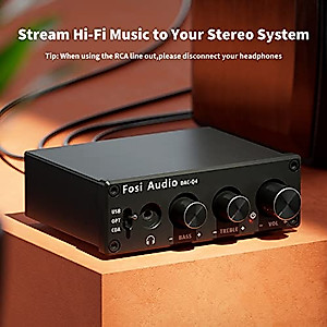 Fosi Audio Q4 Headphone Amplifier Mini Stereo DAC 24-Bit 192 KHz USB Optical Coaxial to RCA AUX Digital-to-Analog Audio Converter Adapter for Home Desktop Powered Active Speakers