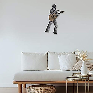 Wooden Wall Clock Like to Elvis Figured Swinging Legs, Presley Themed Wall Clock, Gift for Lover of Elvis, Cafe Bar Decorations Wall Clock