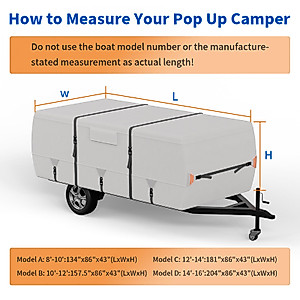 Tuszom 100% Waterproof Folding Camping Trailer Cover 900D Throughout Pop-up Camper RV Cover with 7 PCS Reinforced Windproof Straps Fits 12'-14' - All Season Protection for Motorhome