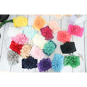 DED 20 Pcs Baby Girls Nylon Headbands 3.15 Inch Chiffon Flower Soft Stretchy Hair Band Hair Accessories for Newborns Infants Toddlers