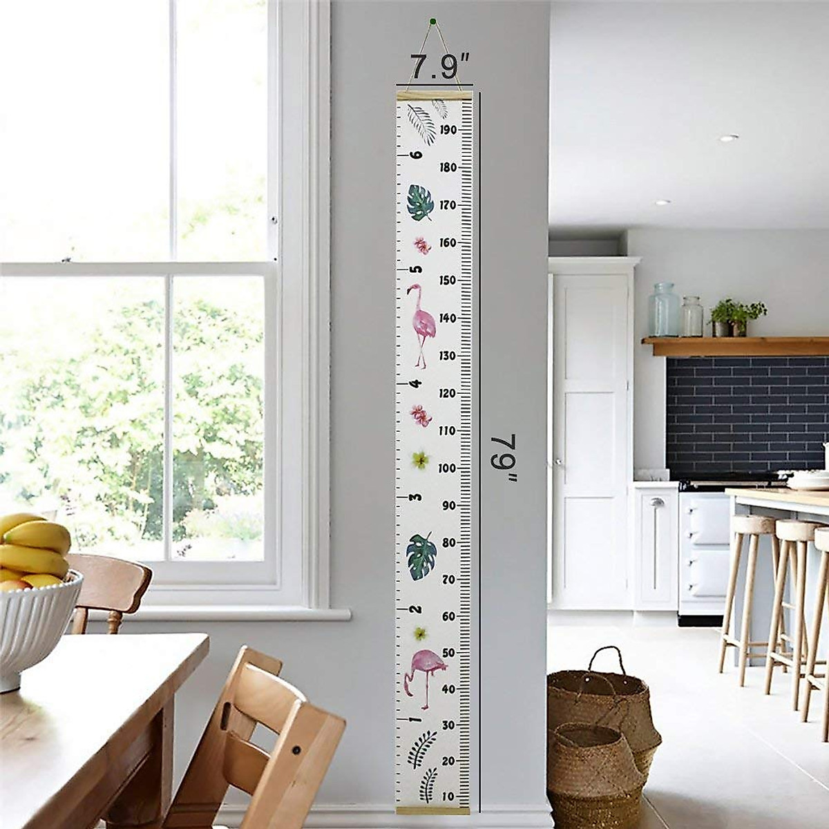 Baby Growth Chart,Canvas Height Measurement Ruler,Hanging Ruler Wall Decor Ruler for Kids Wall Decor Baby Nursery Decoration,Great Baby Shower Christmas Gift 79" x 7.9"