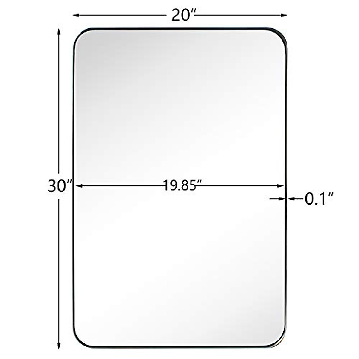 GRACTO 20x30 inch Chrome Stainless Steel Metal Framed Bathroom Mirror Wall Mounted Rounded Rectangular Bathroom Vanity Mirror