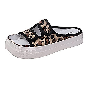 Womens Casual Slide Sandals Low Heeled Comfy Open Toe Slip on Anti Slip Hook and Loop Shoes for Outdoor