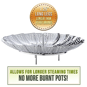 Two-Pack Vegetable Steamer Baskets (Two Sizes) Folding Expandable Steamer Inserts for Instant Pot Accessories, Safety Tool, Stainless Steel, Pressure Cooker, Pot in Pot, Food Steamer Cooking