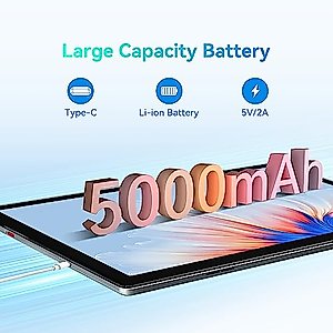 XCX Android 12 Tablet, 10 inch Tablet with 64bit 4-Core Processor, 32GB ROM 2GB RAM Tablet Android, WiFi, Bluetooth, USB-C Rechargeable, Dual Camera (Gray)