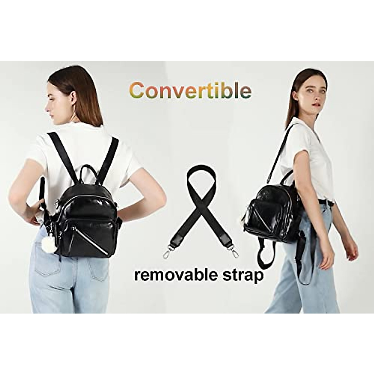 Women Cute Mini Leather Backpacks, Convertible Shoulder Bag Casual Holiday Small Rucksack, Purple