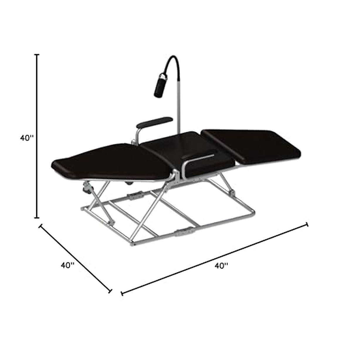 SGOE Dental Portable Chair with LED Exam Light and Tray with Nylon Bag Color Black