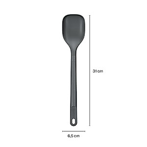 Zyliss E980228 Medium Cooking Spoon, Sustainable Wheatstraw/Nylon, Non Stick, Heat Resistant Silicone Head, Kitchen Utensil, Beluga Grey, 12.1" x 2.5", Dishwasher Safe, 5 Year Guarantee