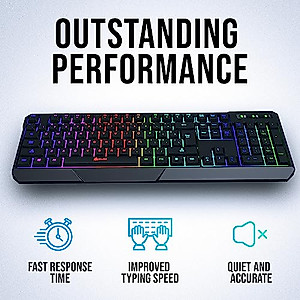 KLIM Chroma Wireless Gaming Keyboard RGB - New 2023 - Long-Lasting Rechargeable Battery - Quick & Quiet Typing - Water Resistant Backlit Wireless Keyboard - Teclado Gamer - PC PS5 PS4 Xbox One Mac