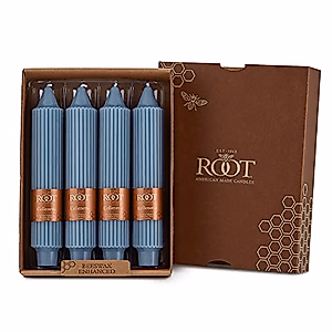 Root Candles Grecian Collenette 4-Count Unscented Dinner Candles, 7-Inch, Williamsburg Blue