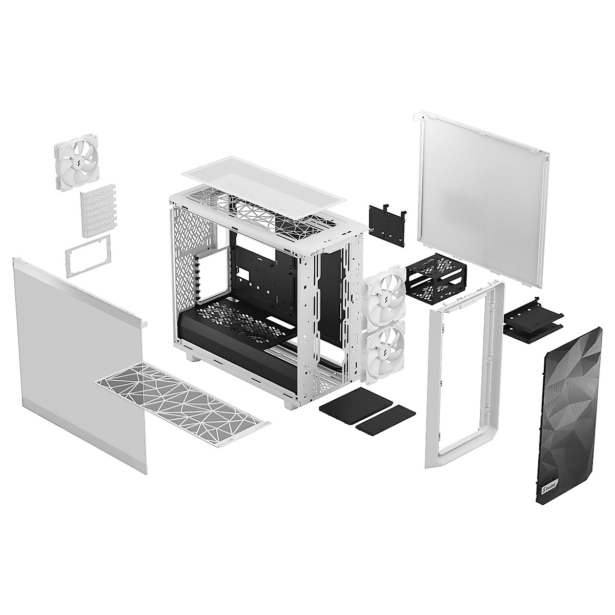 Fractal Design Meshify 2 Lite White ATX Flexible Tempered Glass Window Mid Tower Computer Case