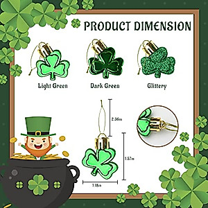 KIMOBER 36PCS St. Patrick's Day Shamrocks Ornaments,Green Luck Clover Hanging Baubles for Irish Festival Home Party Decoration