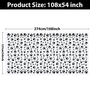 3 Pack Puppy Dog Pet Paw Print Plastic Tablecloth Table Cover,Large Paw Print and Bone Sign Plastic Disposable Rectangle Table Cover for Pet Dog Themed Birthday Party Decorations,54x108 inch