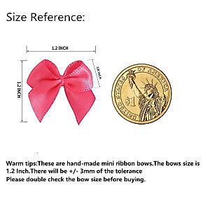 Micomon 50pcs Mini Ribbon Bows for Crafts Small Hot Pink Bows Christmas Decoration Embalishement Scrapbooking(3/8",Hot.Pink)