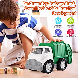 PLAY Eco-Friendly Garbage Truck, [USDA Certified] No BPA/Phthalate/PVC, Recycled Bioplastic Trash Truck Toys for Boys 1-4, Fine Motor Skills Car Toys Vehicle Gift for Kids