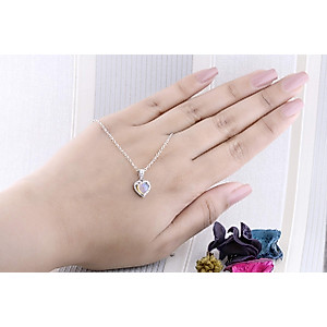 Dazzlingrock Collection Heart Lab Created Opal & Round White Diamond Women Halo Style Heart Shape Pendant in Sterling Silver