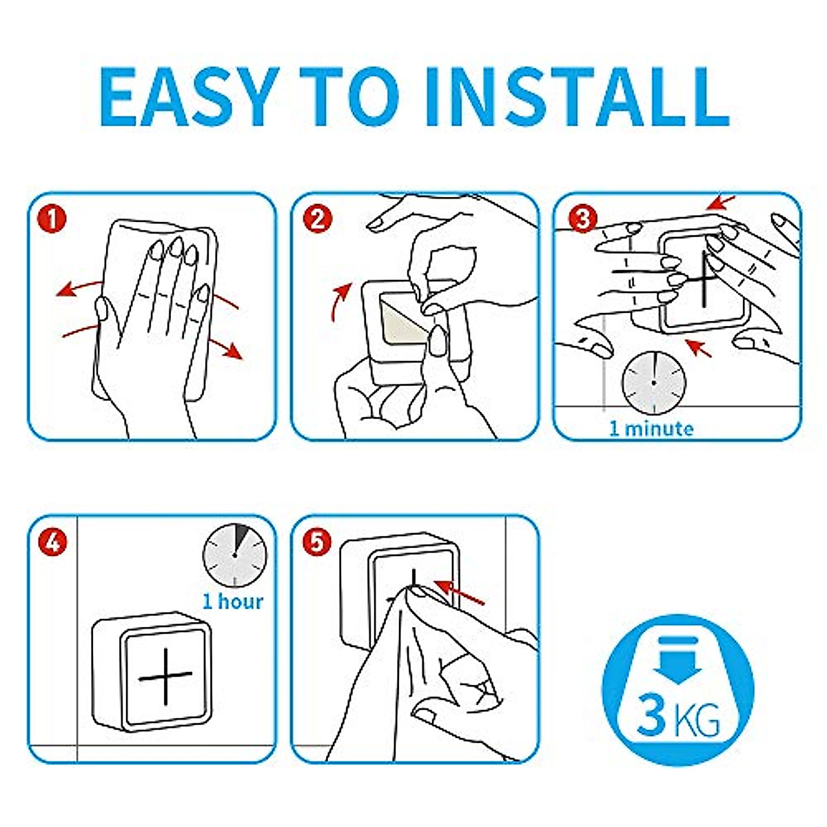 KAIYING Kitchen Towel Hook, Self Adhesive Dish Towel Holder for Kitchen Cabinet Door, Push Towels Holder Wall Mounted for Bathroom and Home, No Drilling (3 Pack_Black)