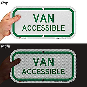 SmartSign 6 x 12 inch Van Accessible Metal Sign, 63 mil Aluminum, 3M Engineer Grade Reflective Material, Green on White