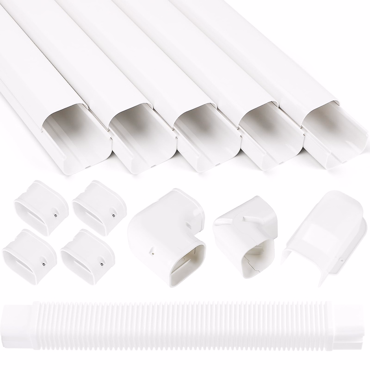 Mini Split Line Set Cover Kit 3"W 10Ft Air Conditioners Decorative PVC Slim Line Cover for Central AC & Heat Pumps Systems Tubing Cover