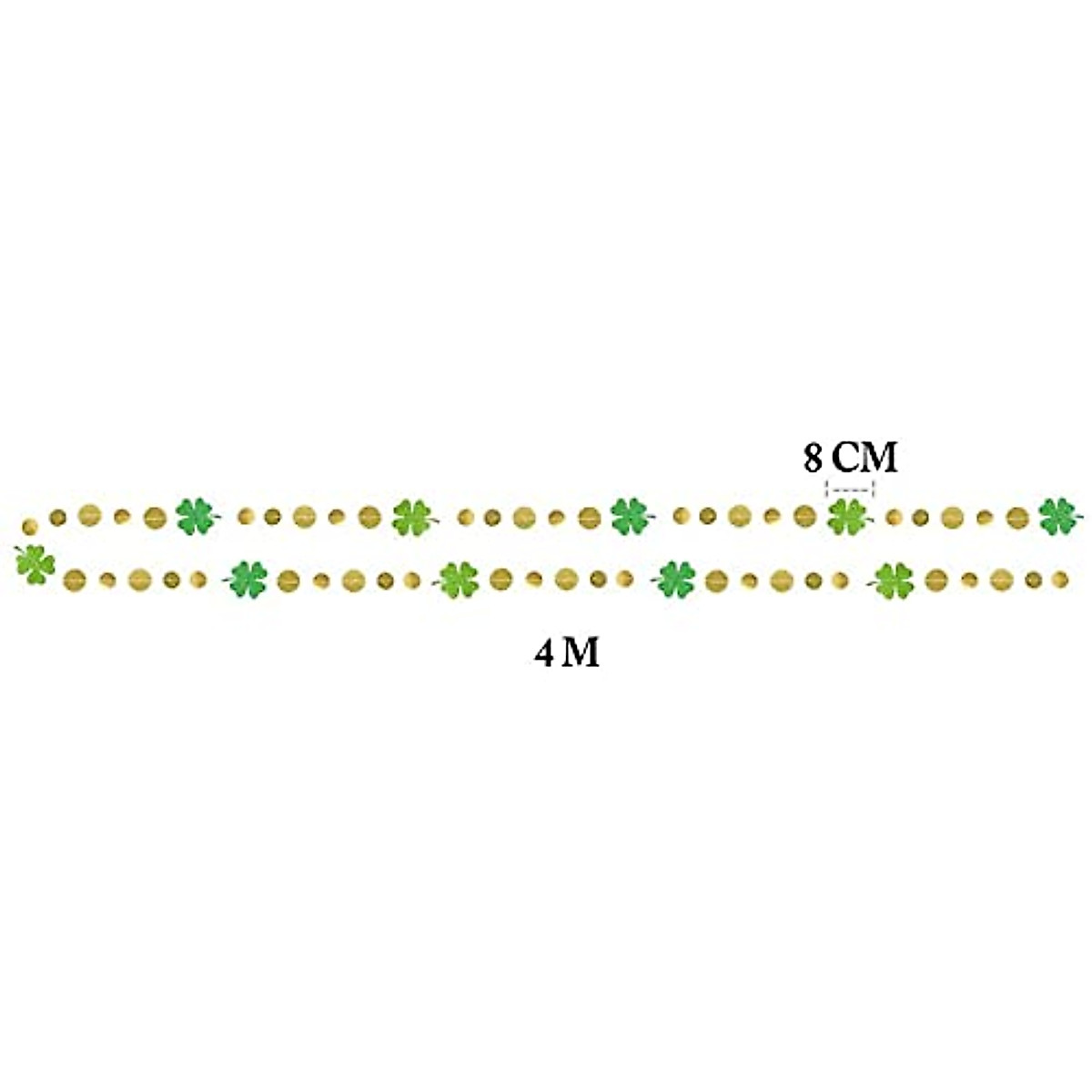 Pink Forest Glitter Green Shamrock Clover Garland with Gold Circle Dots Hanging Streamer for Irish St Patrick’s Day Decoration Spring Baby Shower Birthday Party Supplies