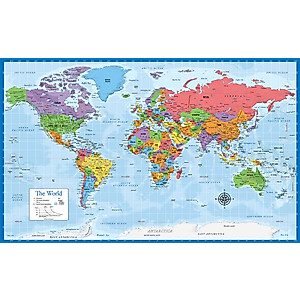 Laminated World Map & US Map Poster Set - 18" x 29" - Wall Chart Maps of the World & United States - Made in the USA (LAMINATED)