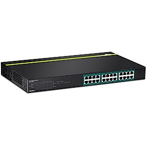 TRENDnet 24-Port Gigabit PoE+ Switch, TPE-TG240G, 24 x Gigabit PoE+ Ports, 370 W Power Budget, 48 Gbps Switch Capacity, Rack Mount Kit Included, Ethernet Network Switch, Metal