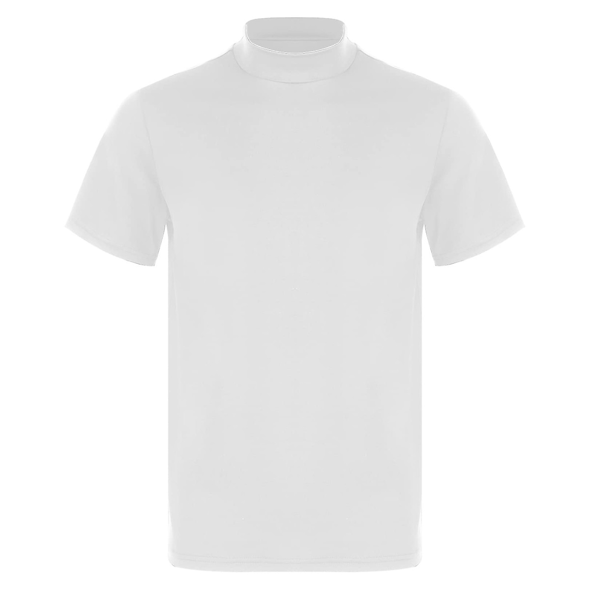 JEATHA Mens Mock Turtleneck Pullover T-Shirt Top Short Sleeve Solid Undershirt Base Layer Undershirt White New Large