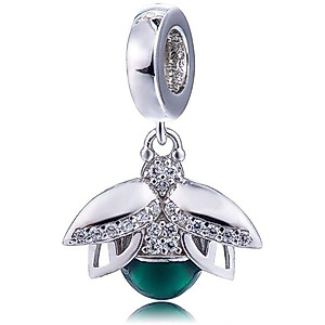 BOLENVI Green Ladybug Beetle Swarovski Crystals 925 Sterling Silver Dangle Pendant X Charm Bead For Pandora & Similar Charm Bracelets or Necklaces