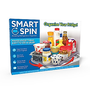 Ontel Smart Spin Rotating Refrigerator Organizer - Use This Lazy Susan as a Rotating Spice Rack, Condiment Organizer, Cabinet Organizer or for Kitchen, Panty or Fridge Organization and Storage, Clear