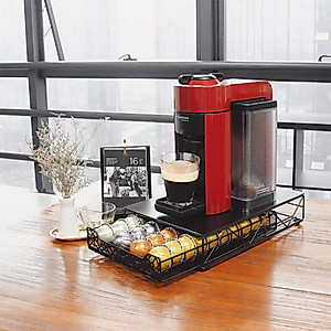 RECAPS Coffee Pod Holder Pod Drawer Storage Pods Holder Coffee Capsules Kitchen Organizer Compatible with Vertuoline Vertuo Stores 40 Capsules Black Color