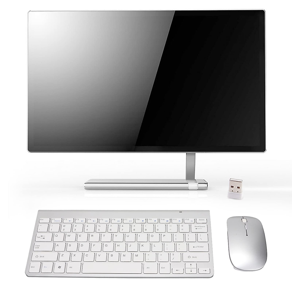 Goshyda Keyboard Mouse Combo, 1600-2400 DPI Adjustable Hot Keys Silent Ambience Stable Connection Slim Design Keyboard for Work Study Gaming