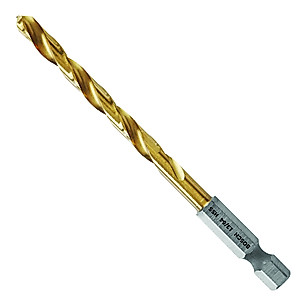 BOSCH TI2140IM 1-Piece 13/64 In. x 3-5/8 In. Titanium Nitride Coated Metal Drill Bit Impact Tough with Impact-Rated Hex Shank Ideal for Heavy-Gauge Carbon Steels, Light Gauge Metal, Hardwood