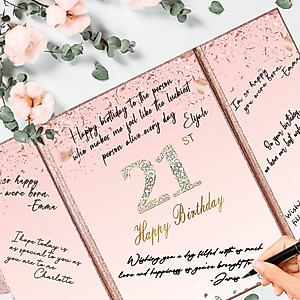 Crenics Rose Gold 21st Birthday Decorations, Creative 21st Birthday Guest Sign in Book Alternative, Large 21st Birthday Signature Book 12" x 18", Great 21 Years Old Birthday Gifts for Her or Women