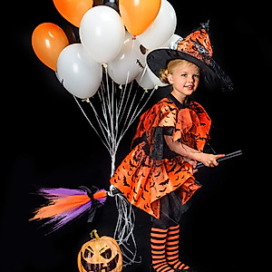 4 Pieces 32 Inch Halloween Witch Broom Kids Plastic Witch Broomstick Halloween Wizard Flying Stick Cosplay Costume Party Supplies Photo Booth Witch Broom Accessory, 4 Colors