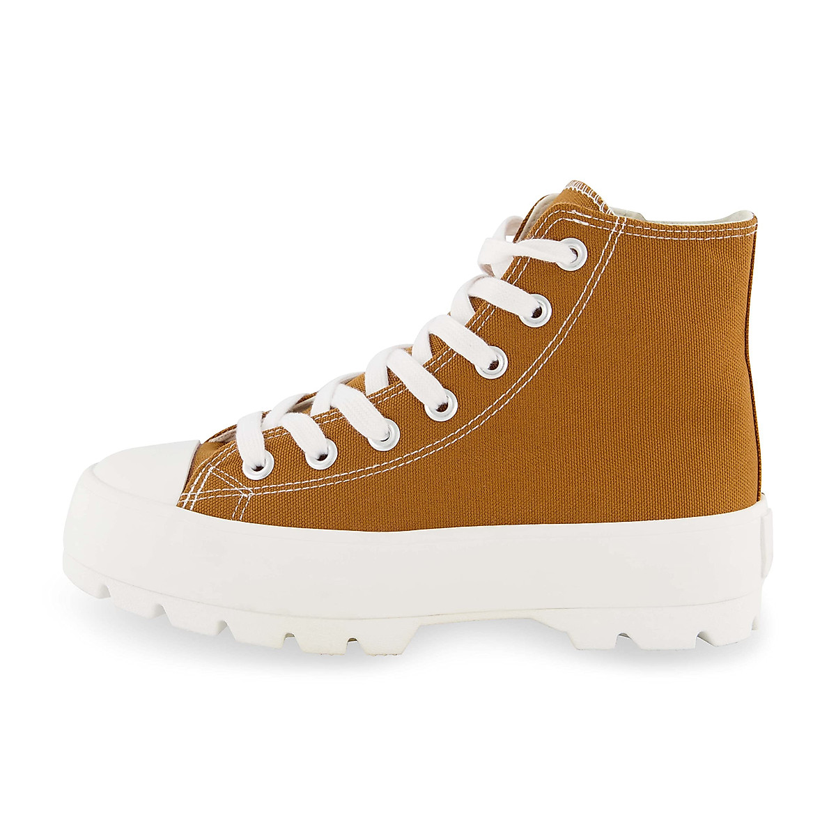 CUSHIONAIRE Women's Vespa high top Canvas Sneaker +Memory Foam and Side Zipper, Tan 9