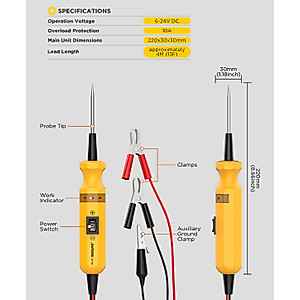 AUTOOL Circuit Probe Kit 6-24V Automotive Circuit Tester with Auto Electrical System Testing Functions (Digital Voltage Tester/Multimeter/Short Finder/Battery Tester/Power or Ground Supply)